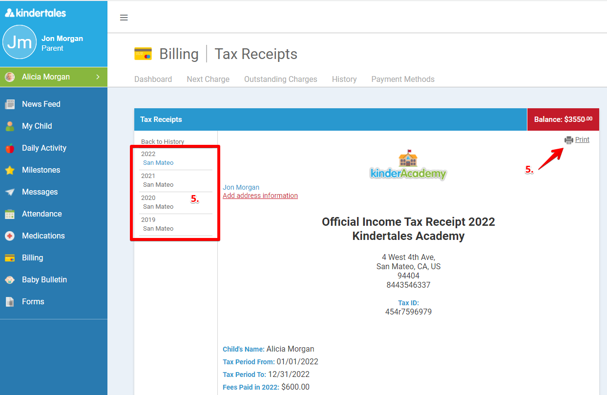 Accessing Your Tax Receipt